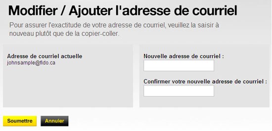 Changer votre adresse et les informations au compte | Soutien | Fido.ca